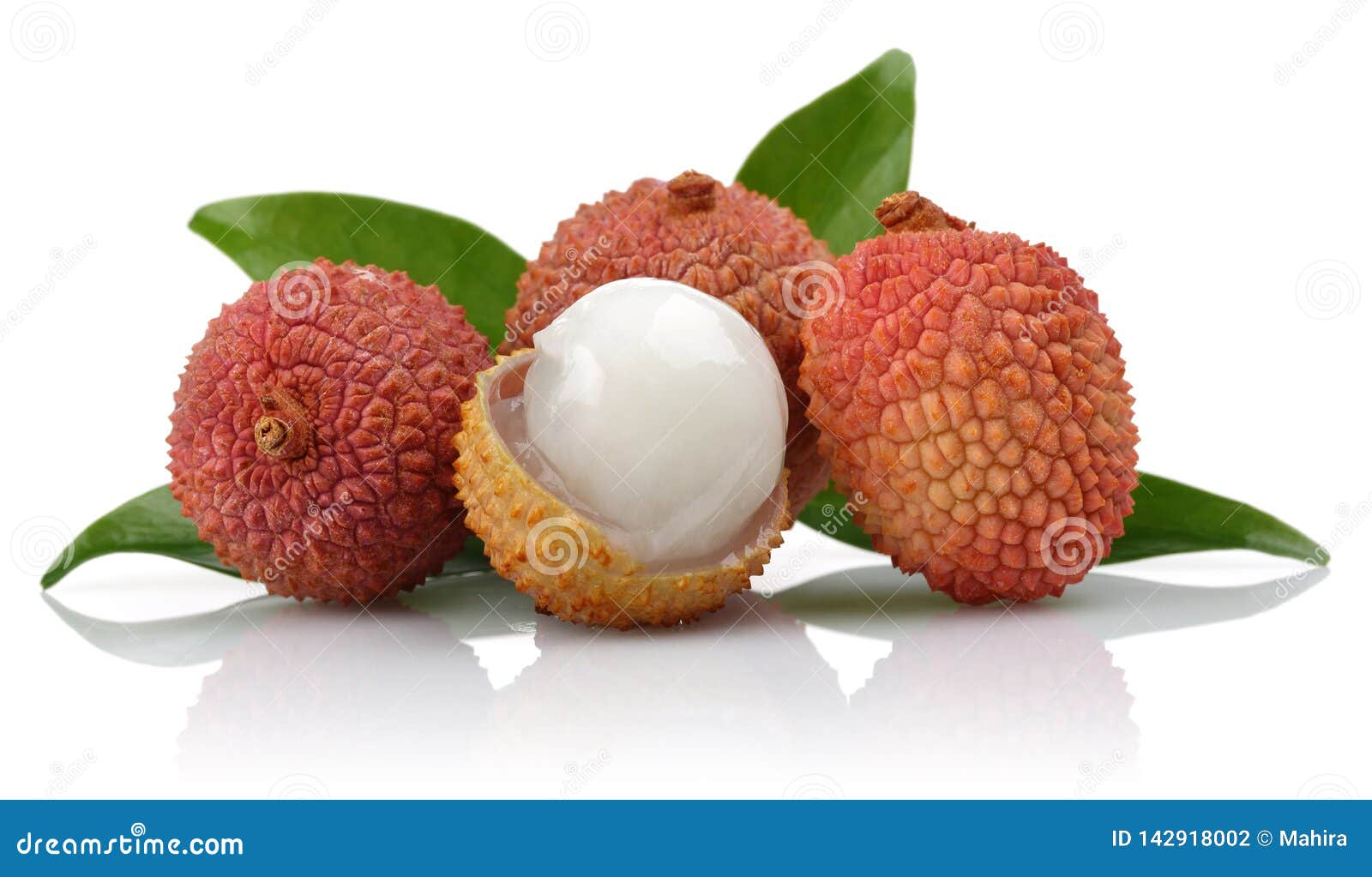 Fresh Lychee Fruit and Leaves Isolated on White Stock Photo - Image of ...