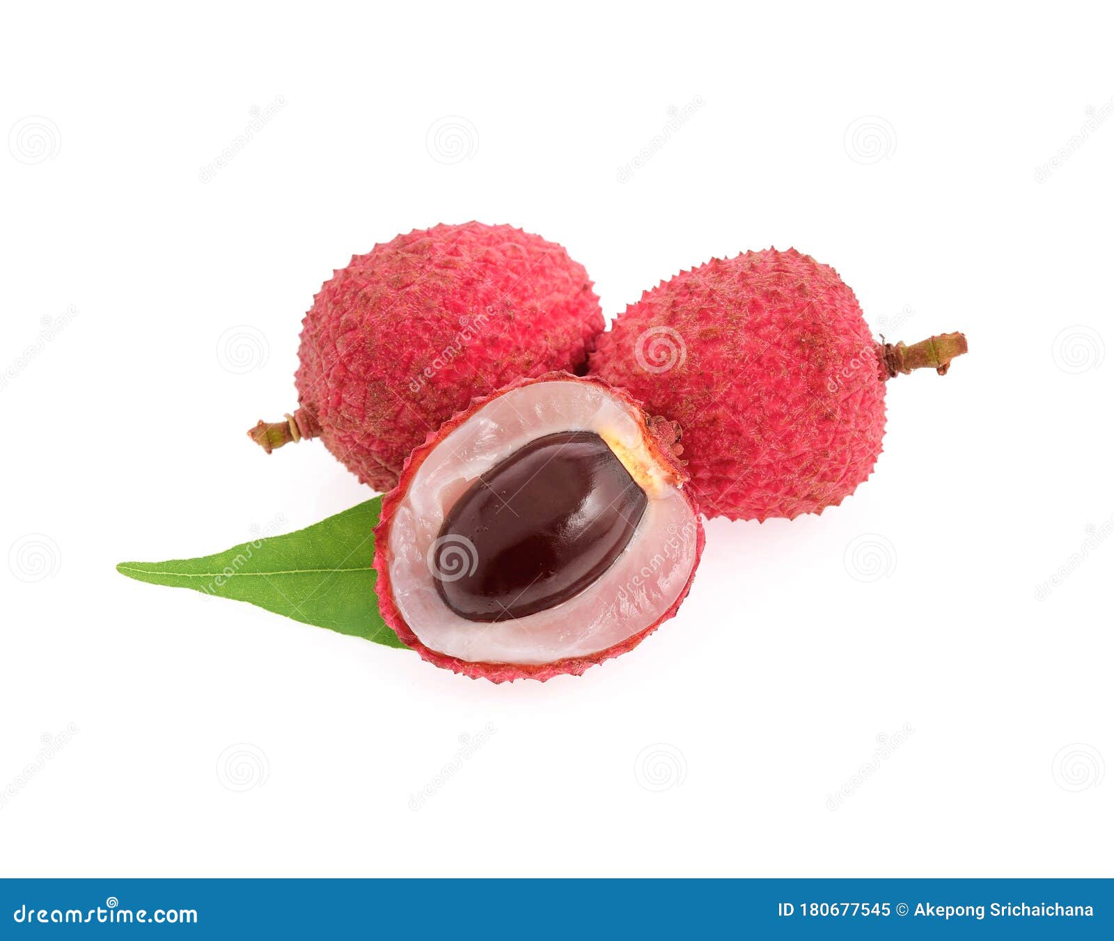 Fresh Lychee with Leaf Isolated on White Background Stock Image - Image ...