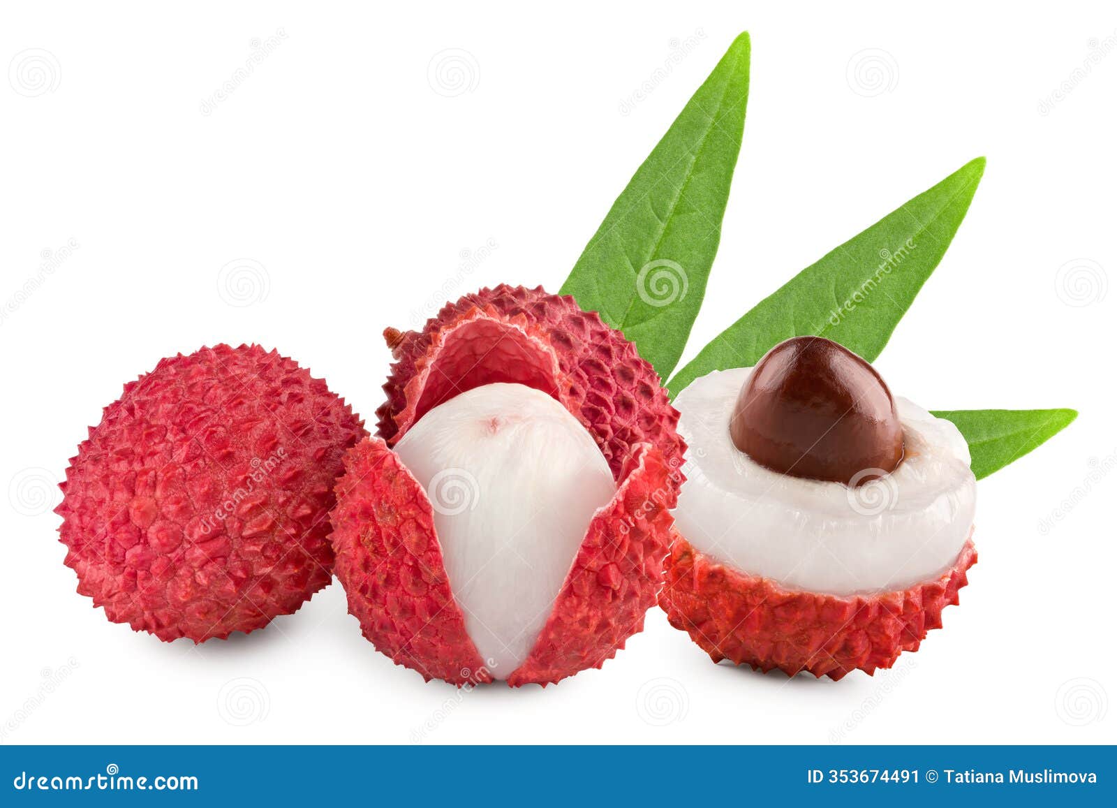 Fresh Lychee with Leaves Isolated on White Background. Clipping Path ...