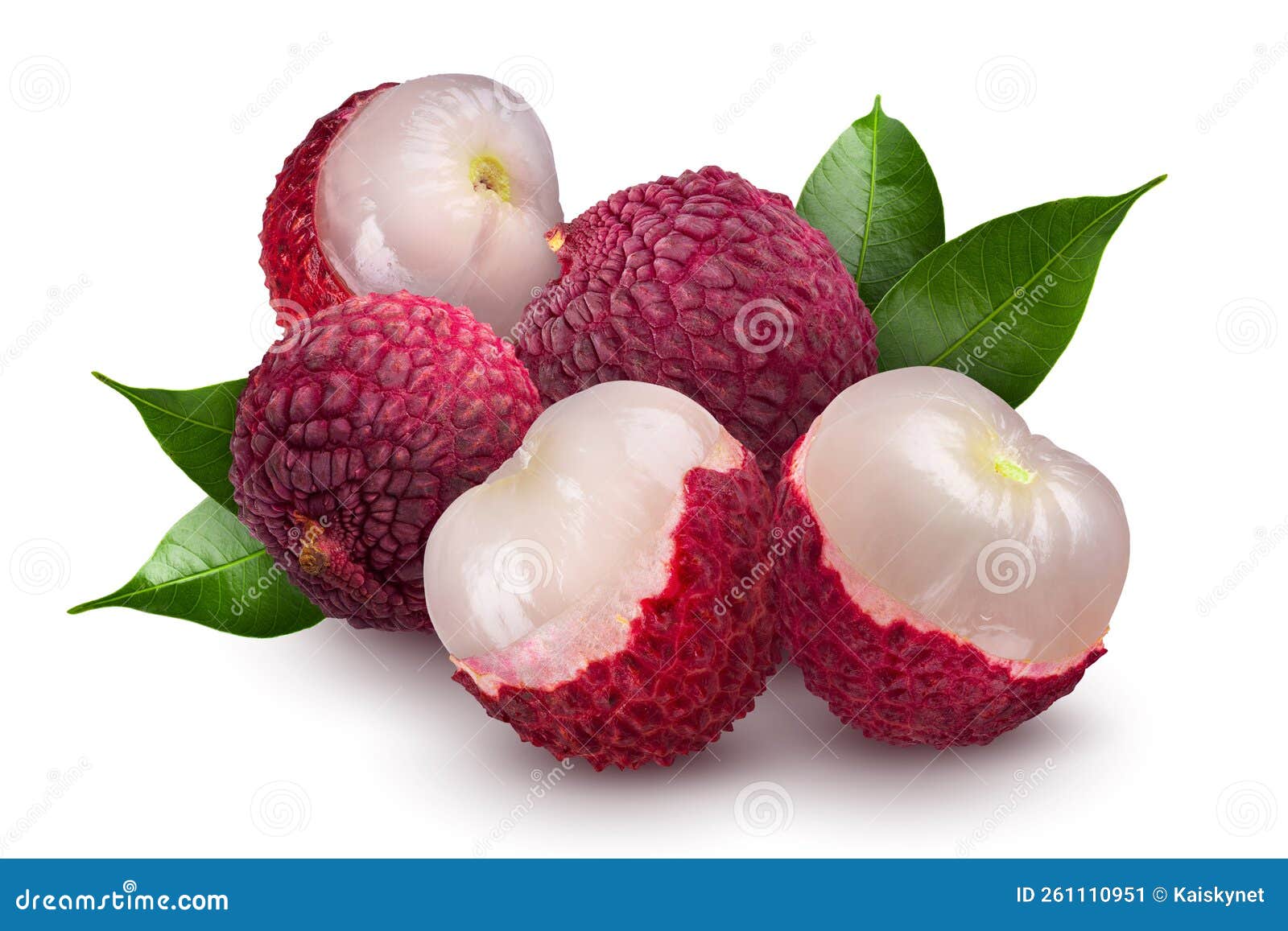 Fresh Lychee or Litchi with Leaves Isolated Over the White Background ...