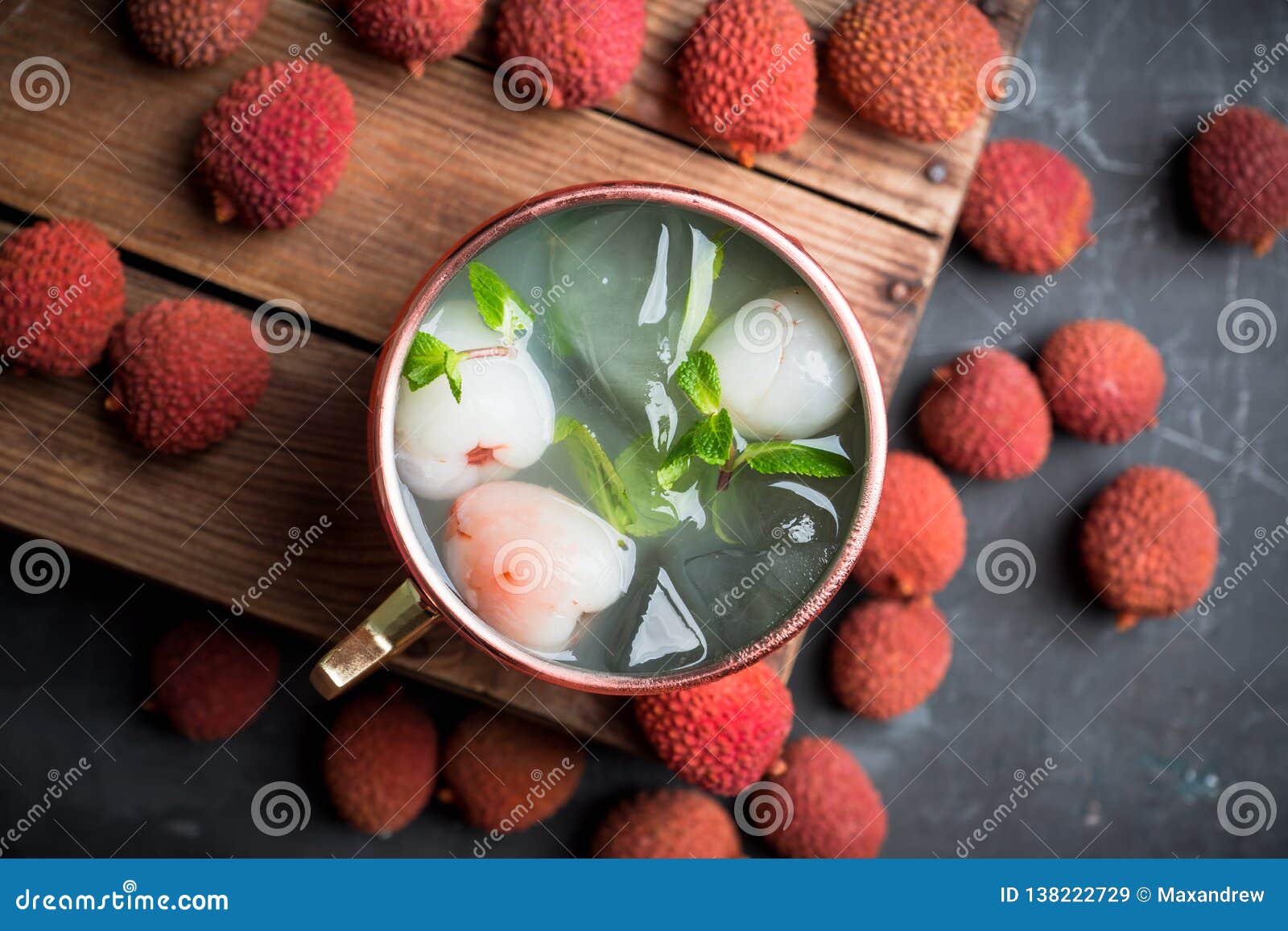 Fresh Lychee Moscow Mule on the Rustic Background Stock Image - Image ...