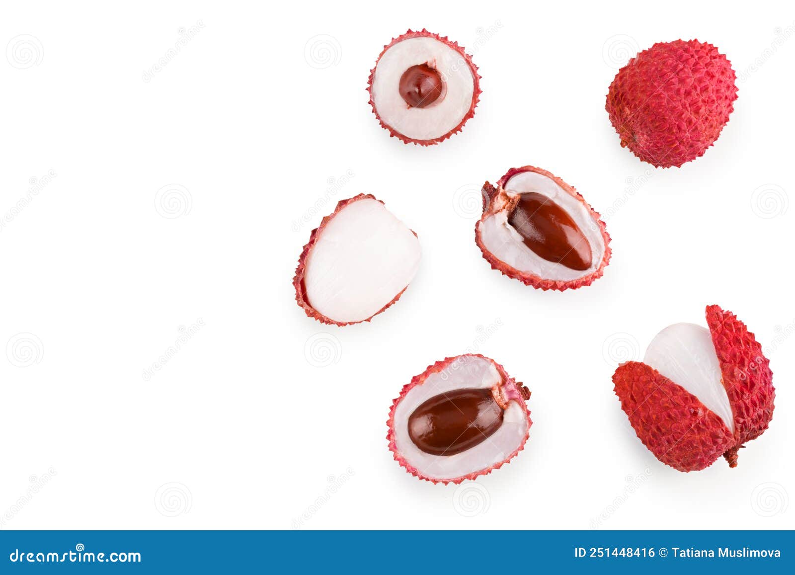 Fresh Lychee with Slices Isolated on White Background. Clipping Path ...