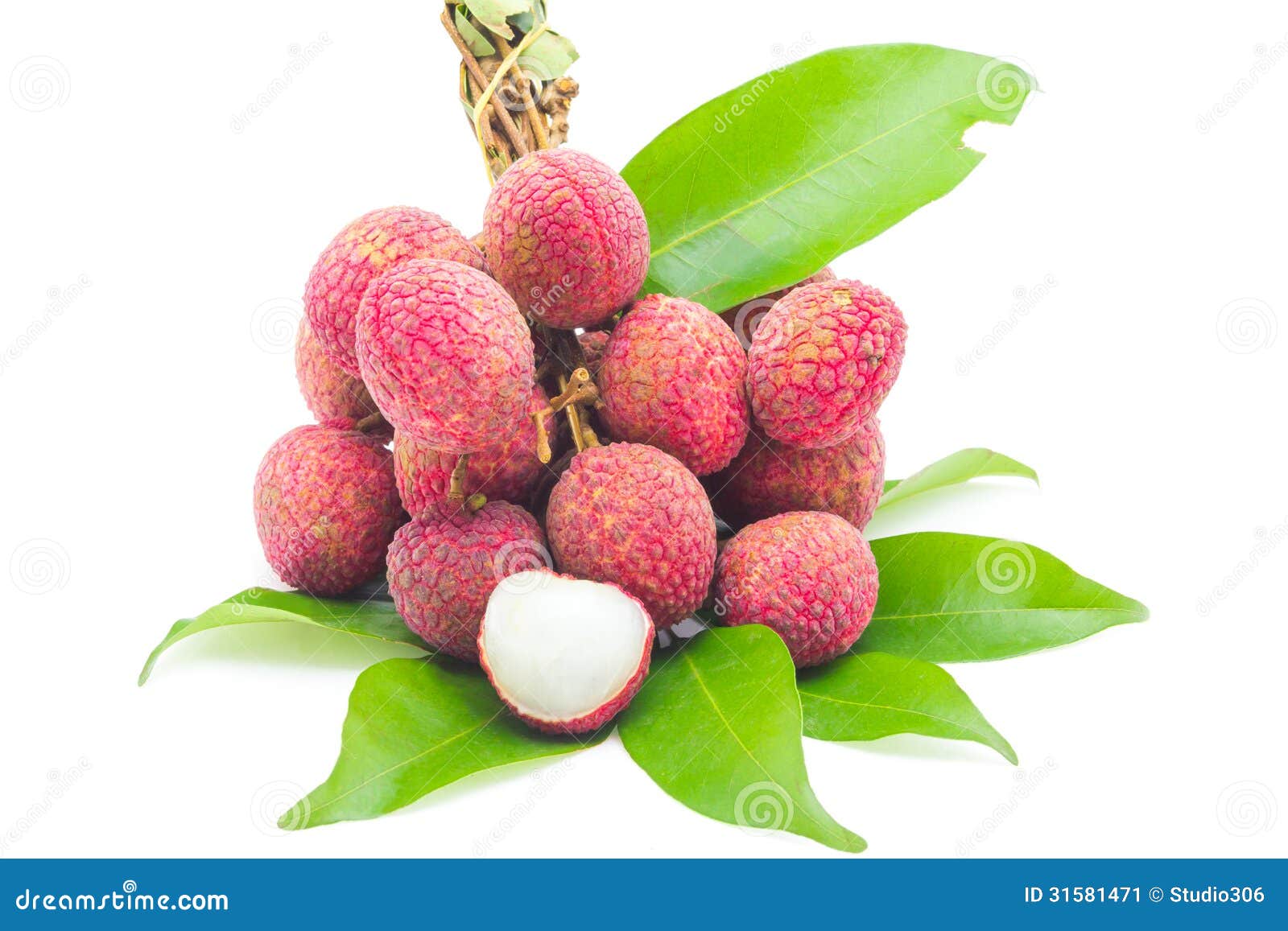 Fresh lychees with leaf stock image. Image of tropical - 31581471