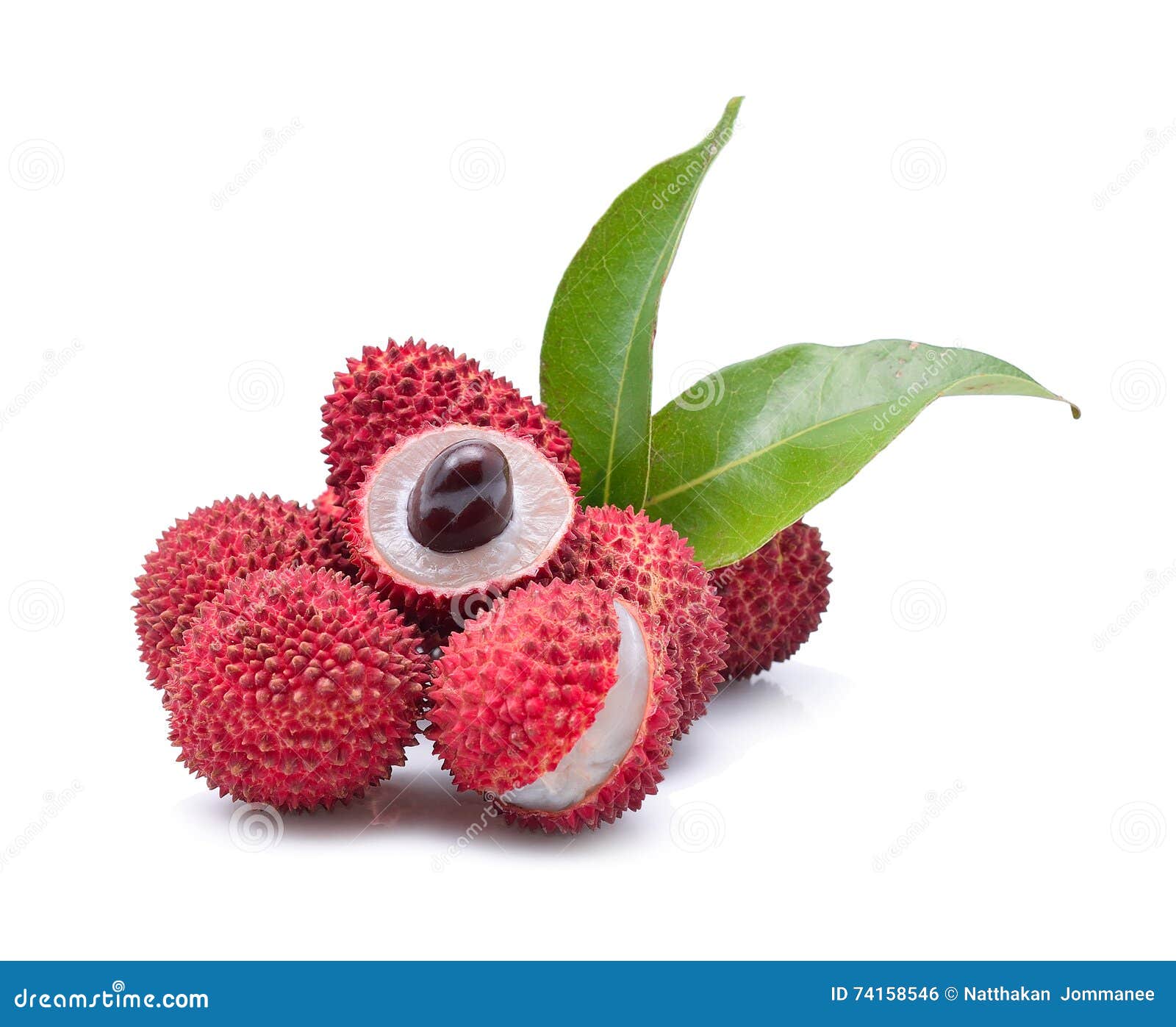 Fresh lychees stock photo. Image of asian, lychee, leaf - 74158546