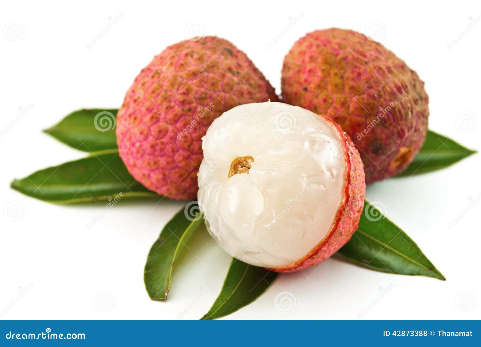 Fresh Lychees on White Background Stock Photo - Image of lichee, white ...