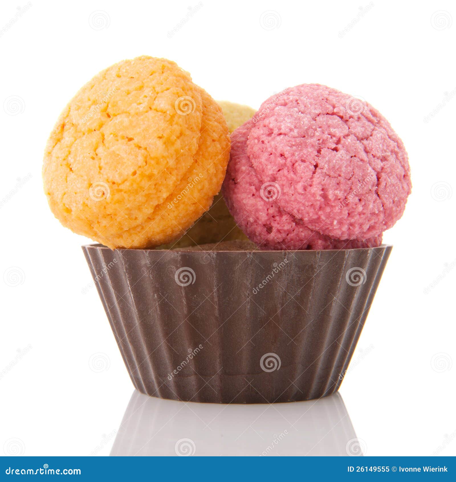 Fresh Macaroons in Chocolate Cup Stock Image - Image of pink, yellow ...