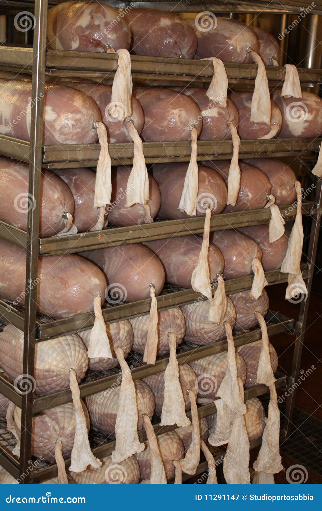 Fresh Made Ham in Cold Cut Factory Stock Image - Image of machine, belt ...