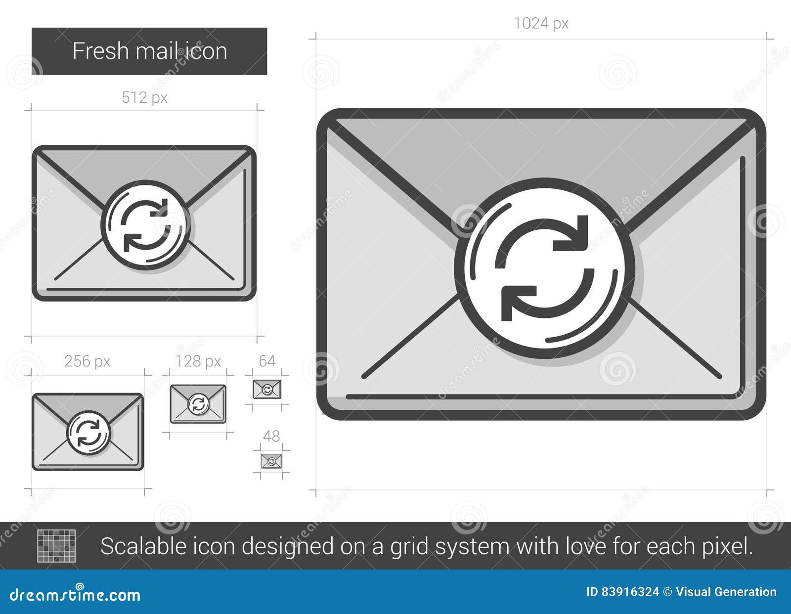 Fresh mail line icon. stock vector. Illustration of inbox - 83916324