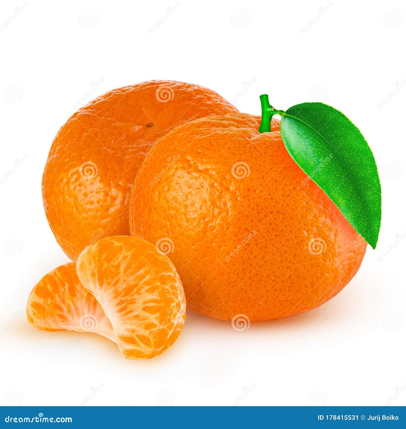 Fresh Mandarin with Leaf Isolated on White Stock Image - Image of diet ...