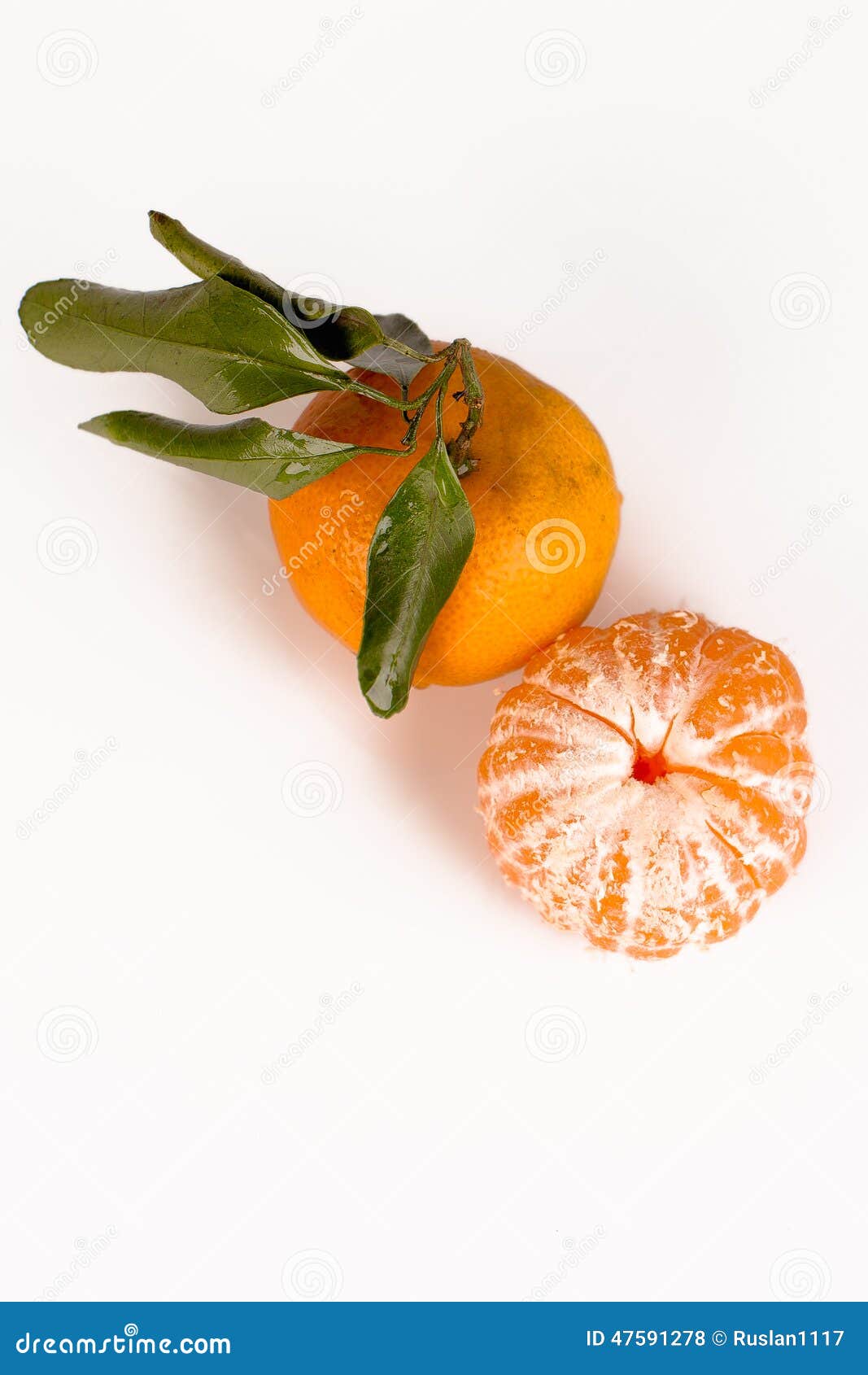 Fresh Mandarin with Leaf Isolated on White Stock Photo - Image of ...