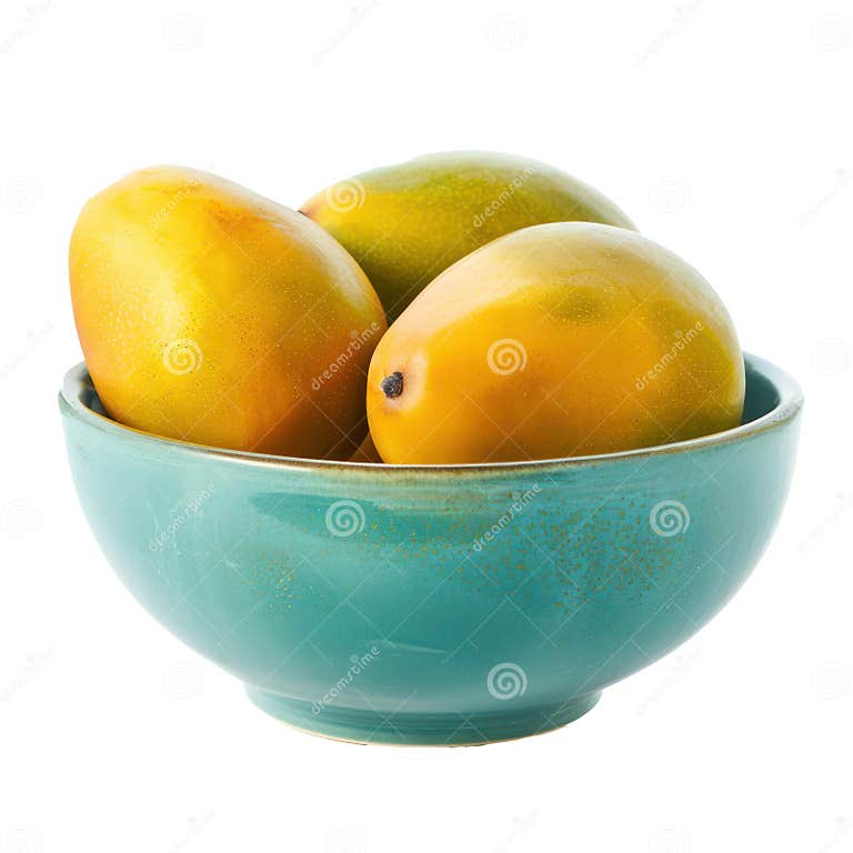Fresh Mango in a Bowl Front View Isolate Stock Illustration ...