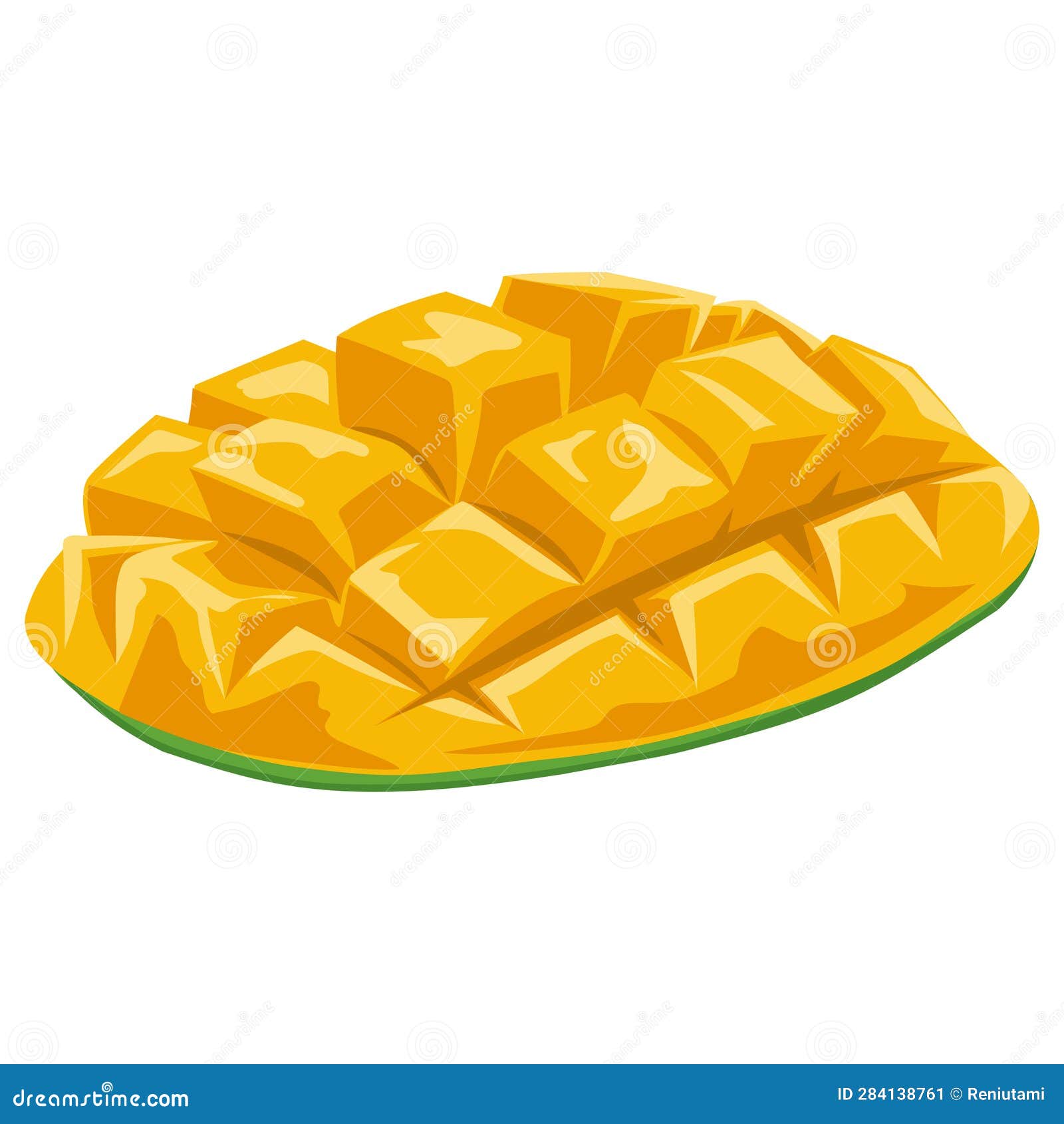 Fresh Mango Chopped Cubes Illustration Flat Design Vector Stock Vector ...