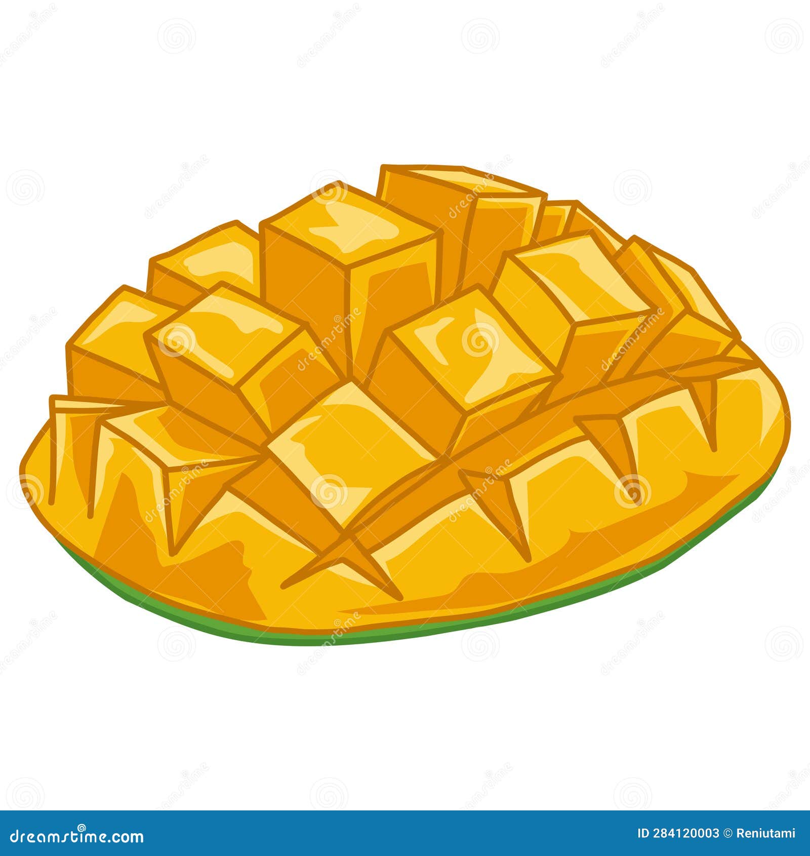 Fresh Mango Chopped Cubes Illustration Vector Stock Vector ...
