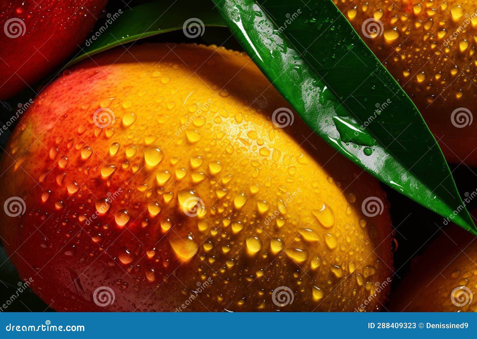 Fresh Mango with Drops of Water Stock Illustration - Illustration of ...