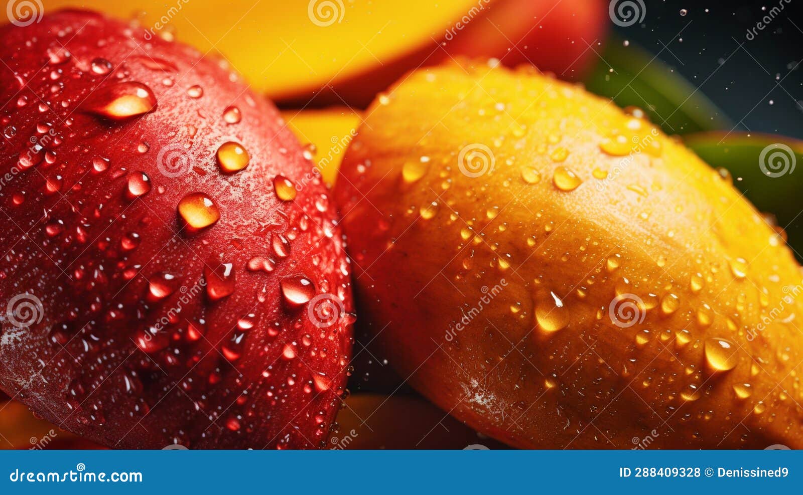 Fresh Mango with Drops of Water Stock Illustration - Illustration of ...