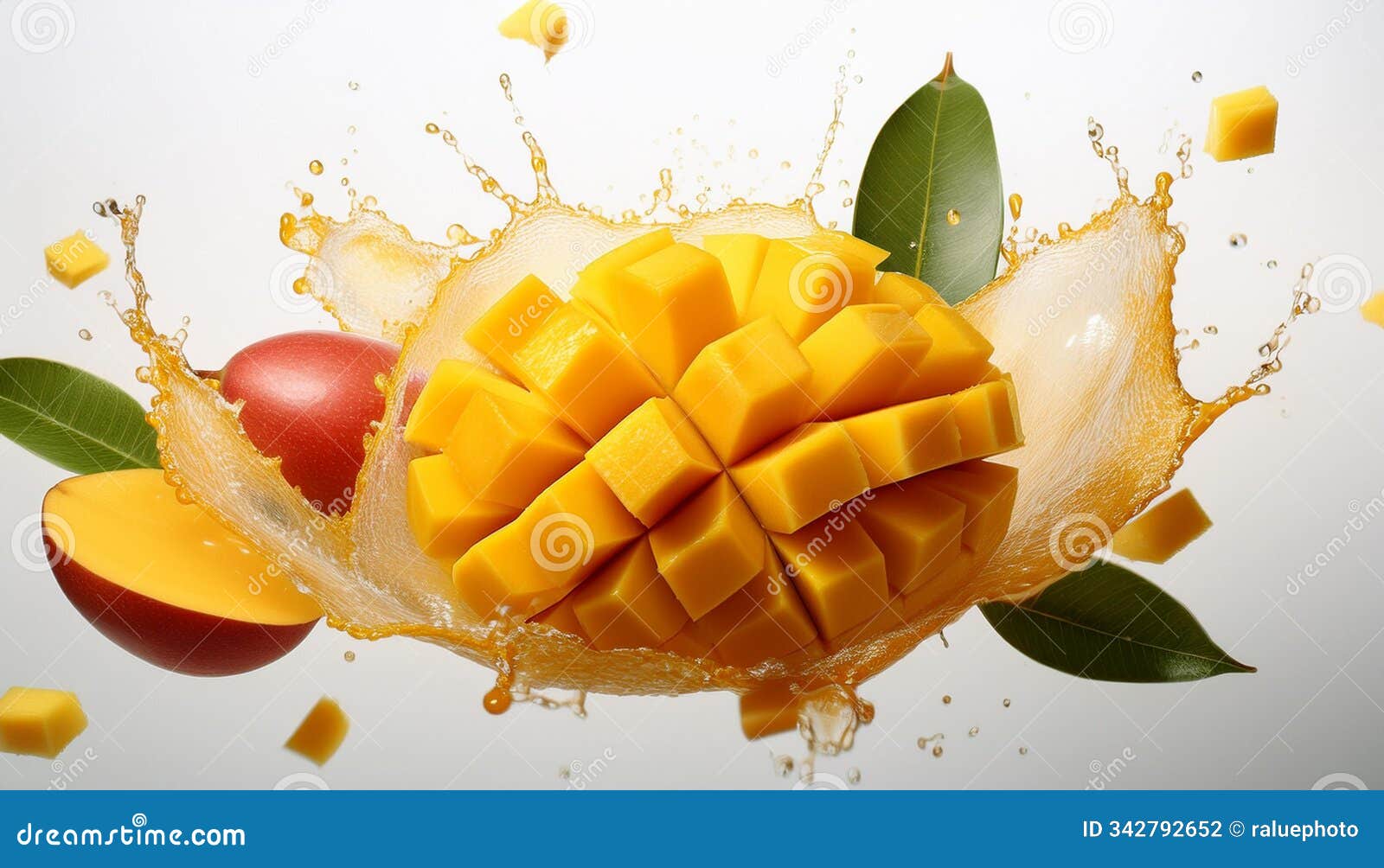 Fresh Mango a Few Slices and a Splash of Fresh Mango Juice Form a ...