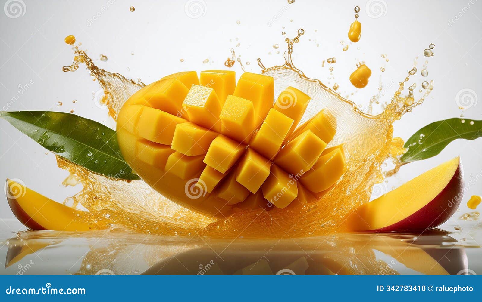 Fresh Mango a Few Slices and a Splash of Fresh Mango Juice Form a ...