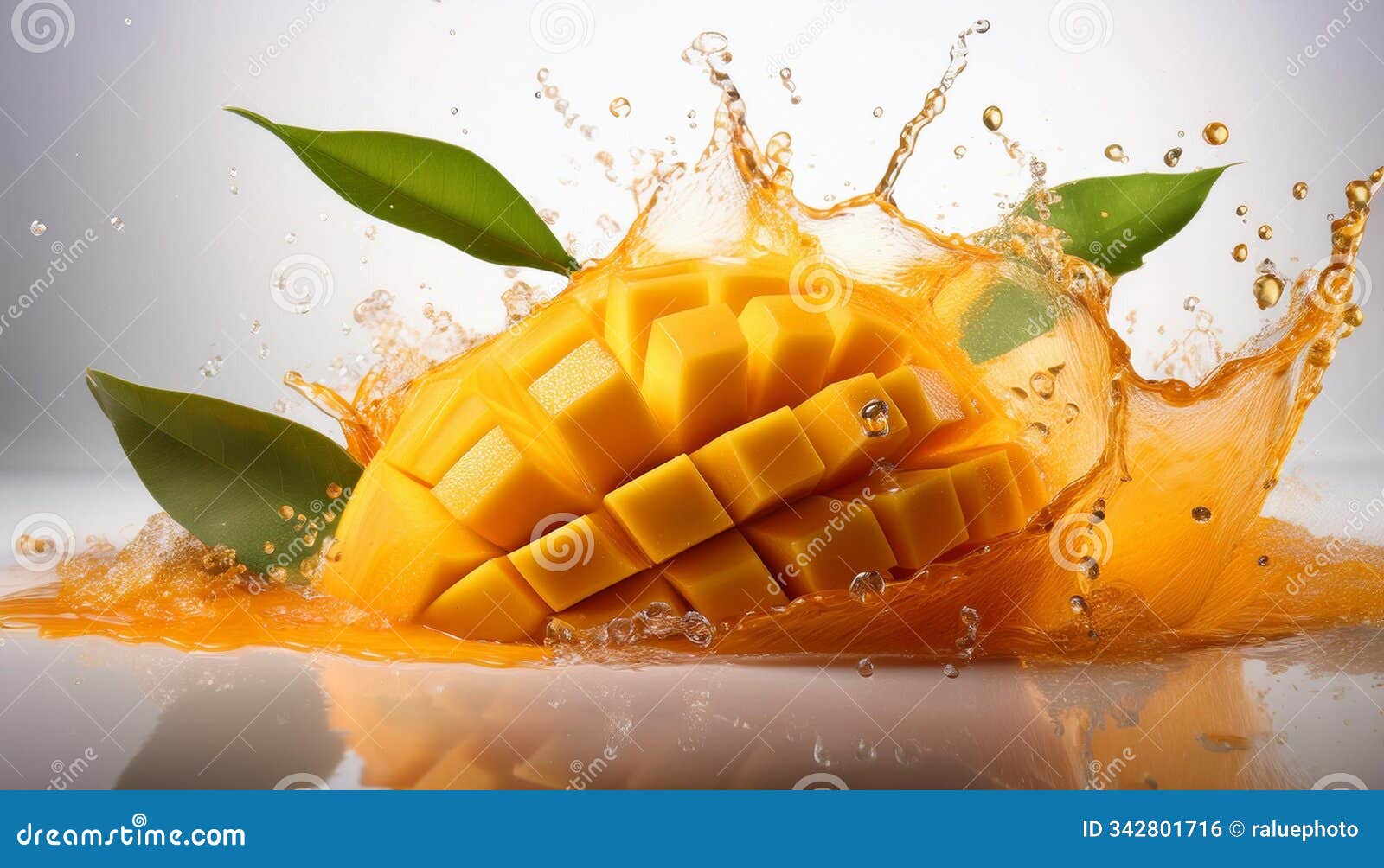 Fresh Mango a Few Slices and a Splash of Fresh Mango Juice Form a ...