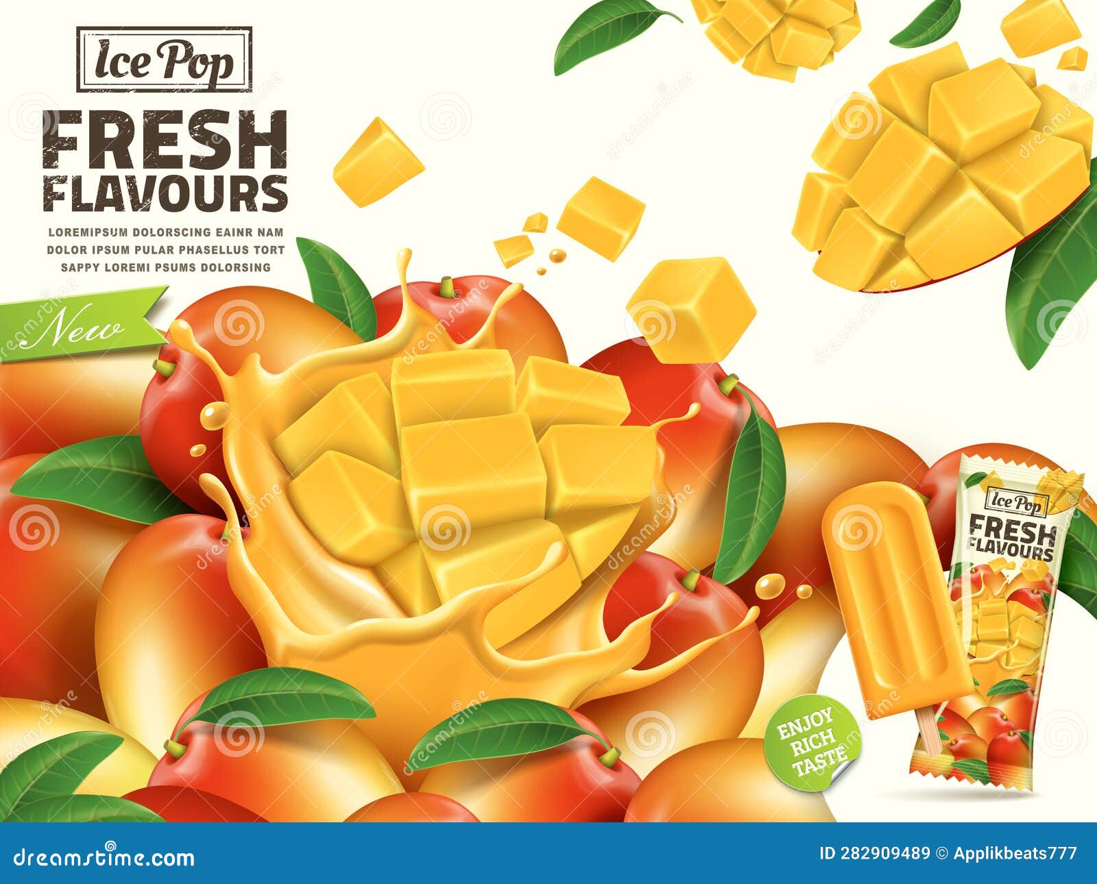 Fresh mango ice pop ads stock vector. Illustration of fruit - 282909489