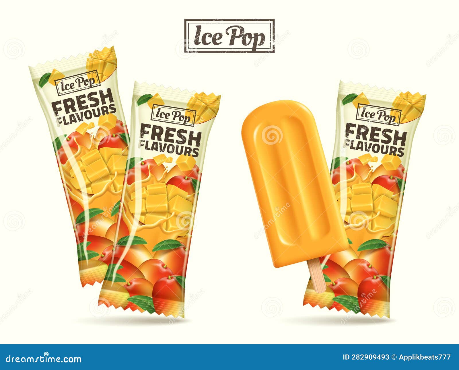 Fresh mango ice pop design stock vector. Illustration of flesh - 282909493