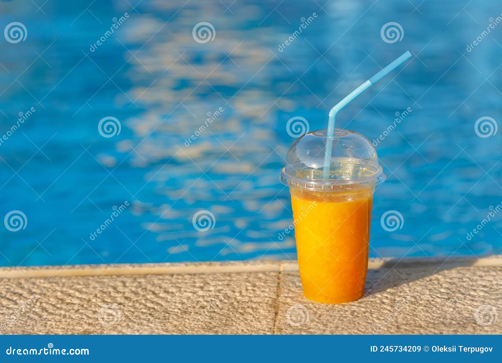 Fresh Mango Juice or Smoothie Near the Pool Stock Image - Image of ...