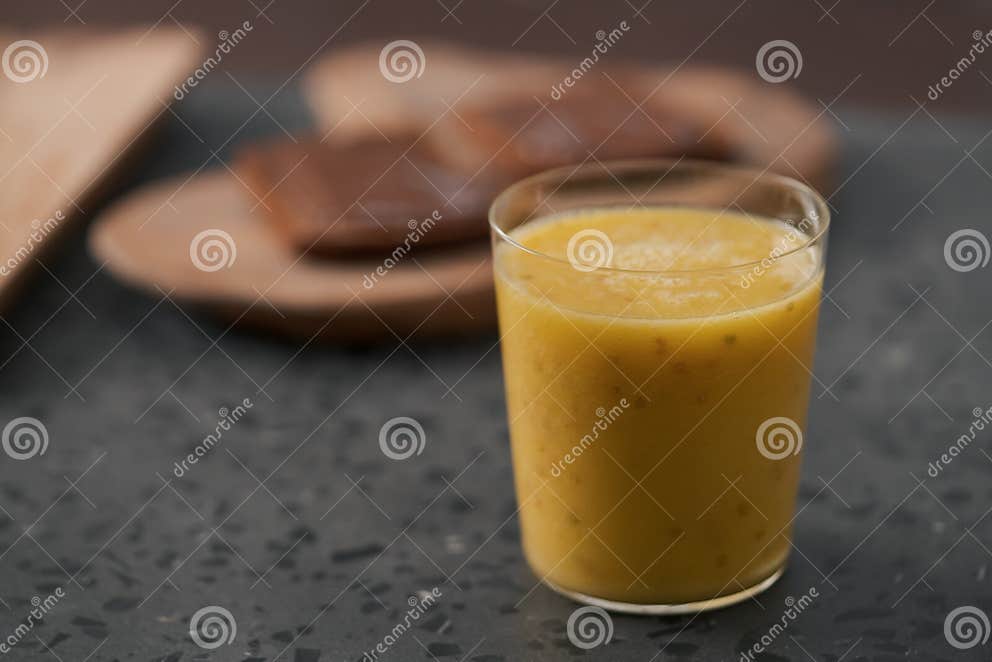 Fresh Mango Lulo Smoothie on Kitchen Countertop Stock Photo - Image of ...