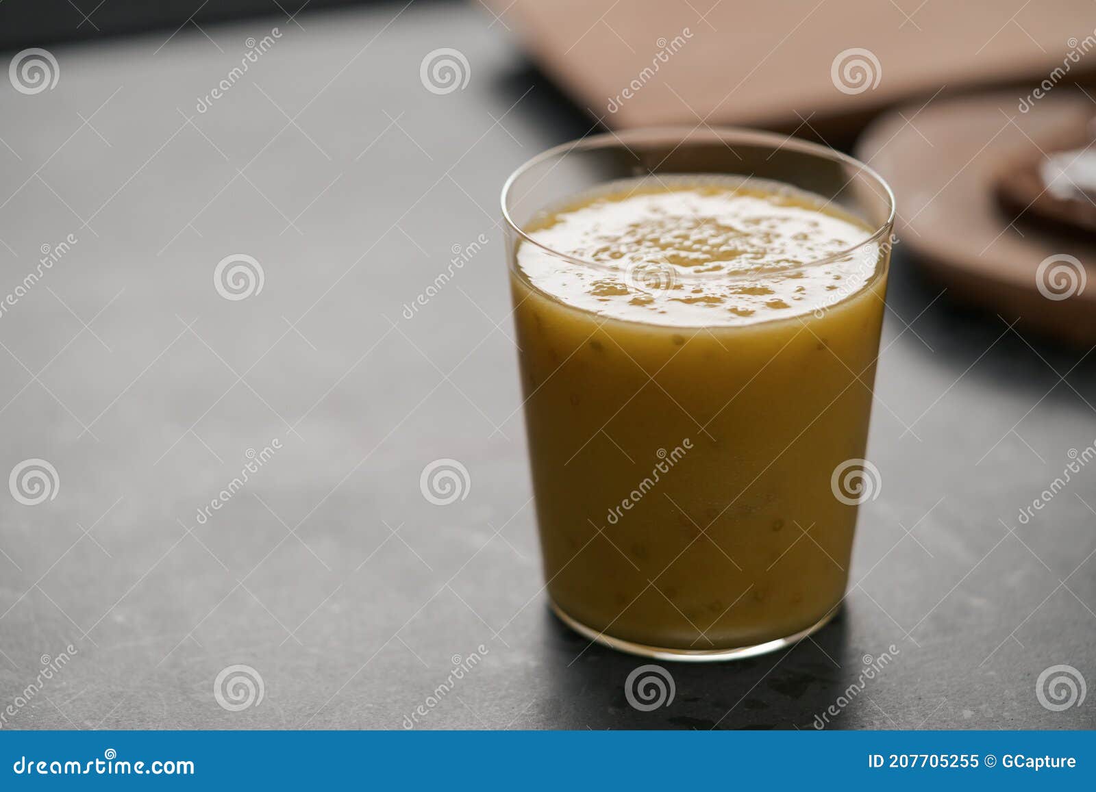 Fresh Mango Lulo Smoothie on Kitchen Countertop Stock Image - Image of ...