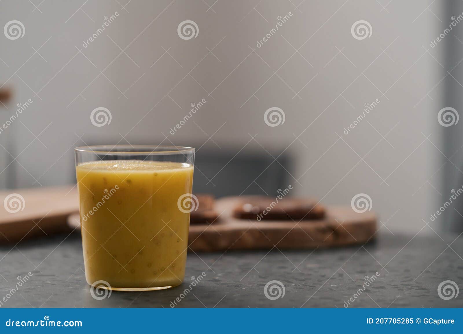 Fresh Mango Lulo Smoothie on Kitchen Countertop Stock Image - Image of ...