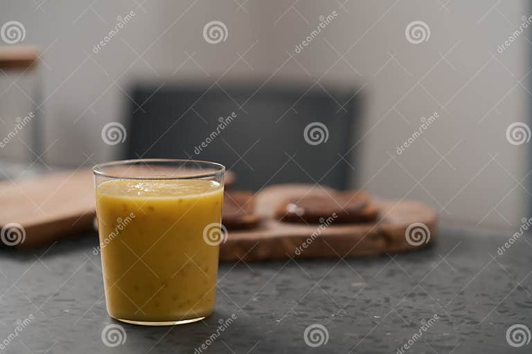 Fresh Mango Lulo Smoothie on Kitchen Countertop Stock Photo - Image of ...