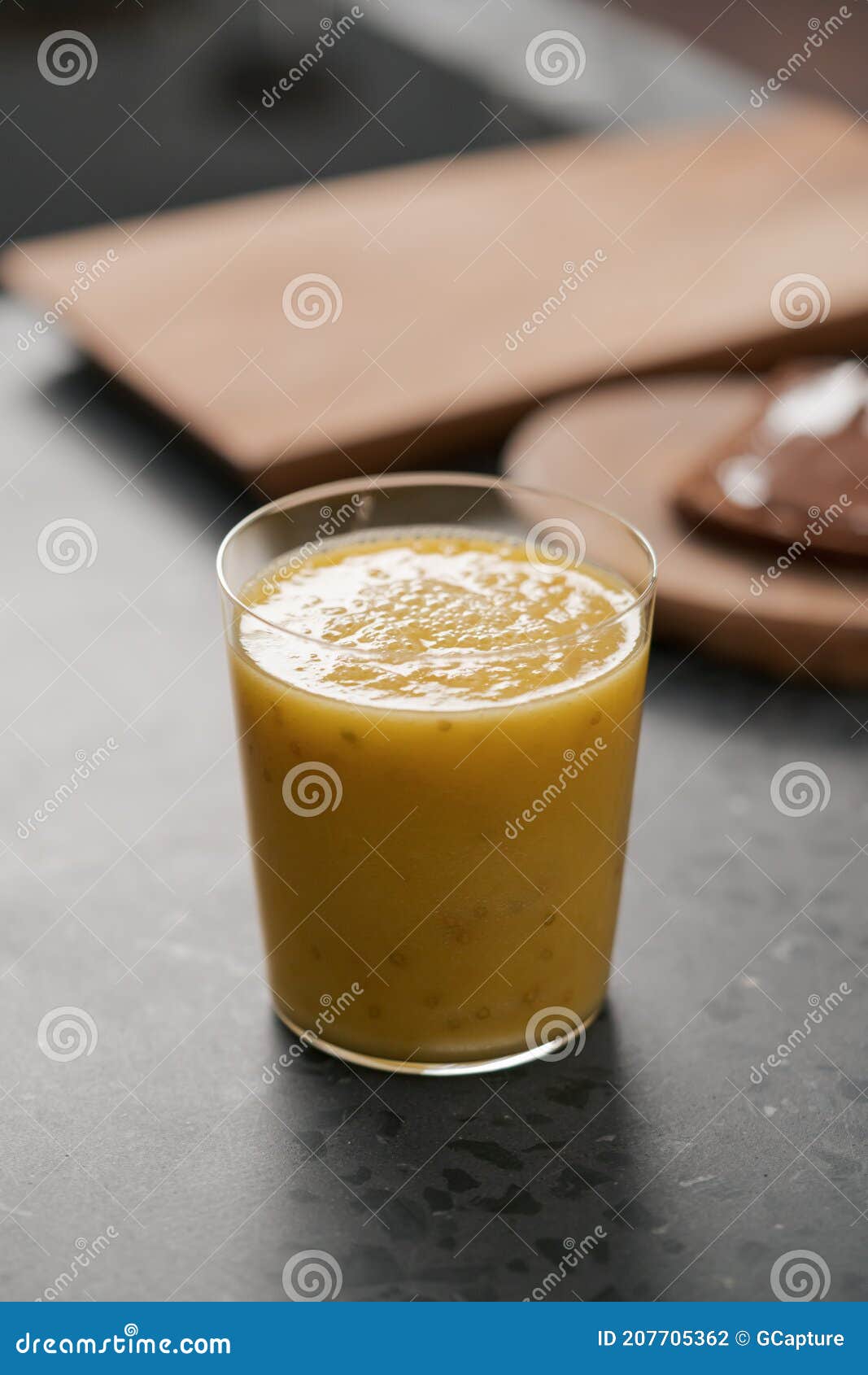 Fresh Mango Lulo Smoothie on Kitchen Countertop Stock Photo - Image of ...