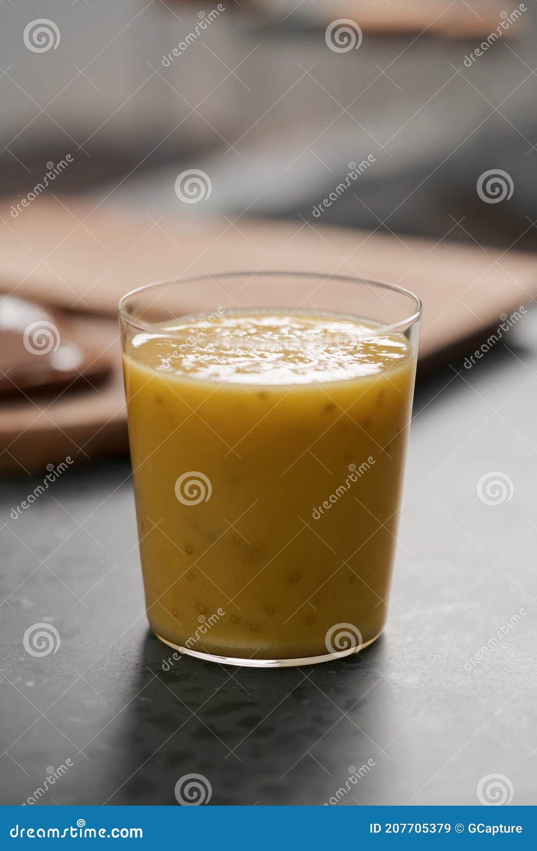 Fresh Mango Lulo Smoothie on Kitchen Countertop Stock Image - Image of ...