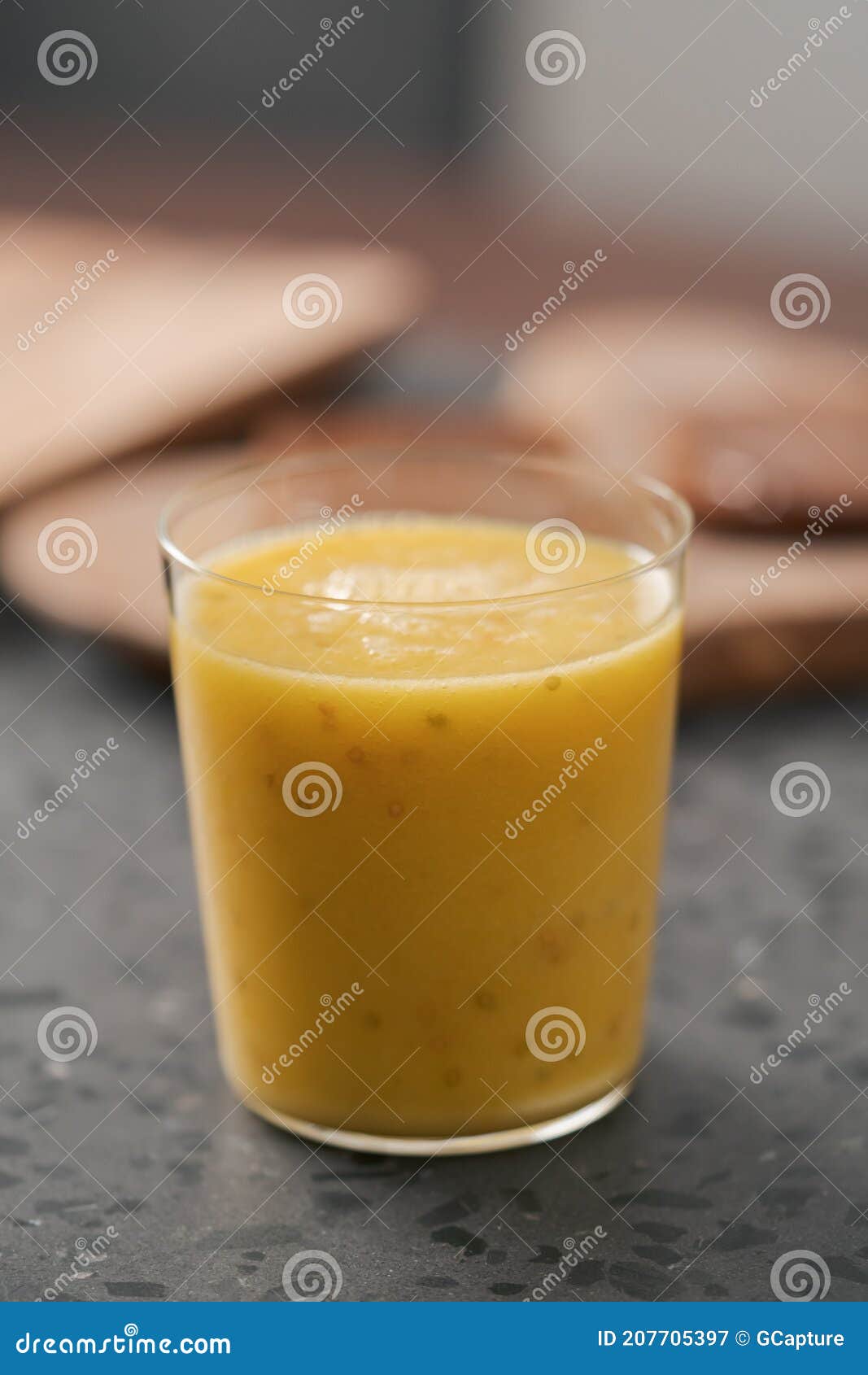 Fresh Mango Lulo Smoothie on Kitchen Countertop Stock Image - Image of ...