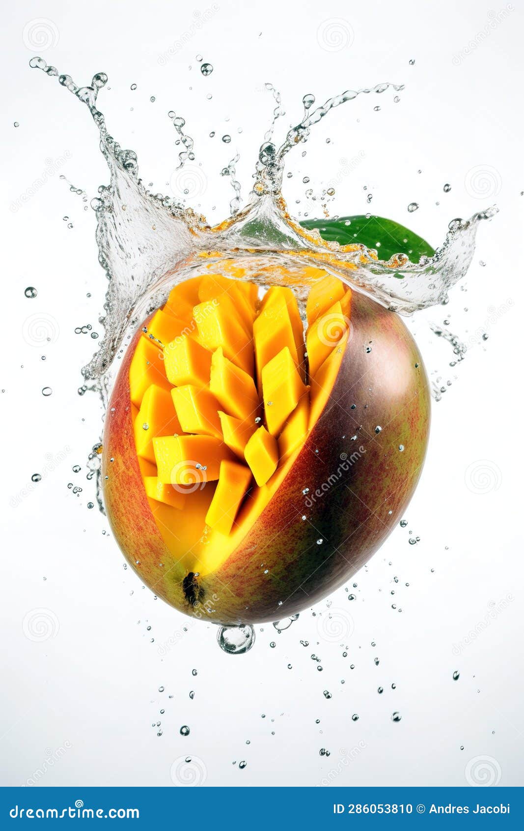 Fresh Mango in Motion Suspended with Splash of Water Over White ...