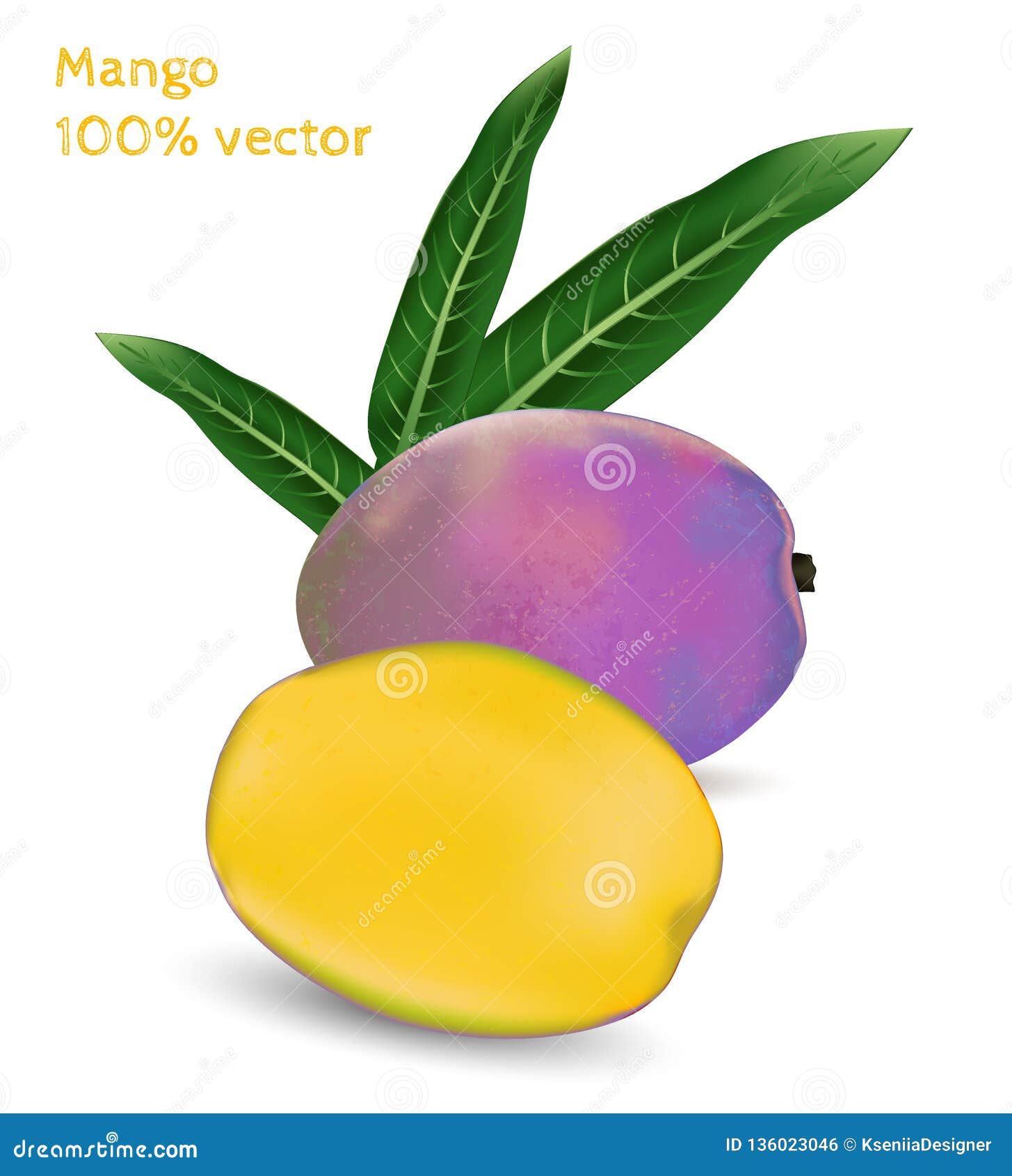 Fresh Mango with Slice of Mango. Photorealistic Vector Image. Stock ...