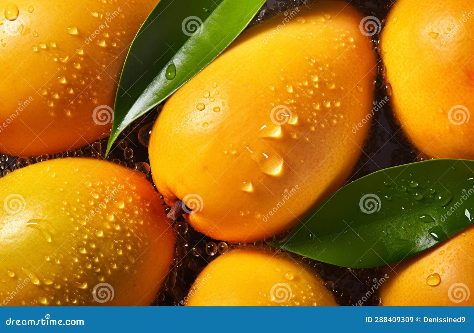 Fresh Mangoes with Drops of Water Stock Illustration - Illustration of ...