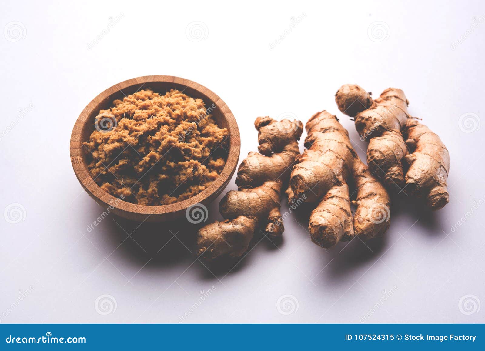 Ginger Paste or Puree with Whole Ginger Pieces Over Vwhite Background ...