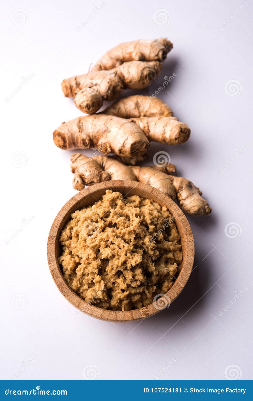 Ginger Paste or Puree with Whole Ginger Pieces Over Vwhite Background ...