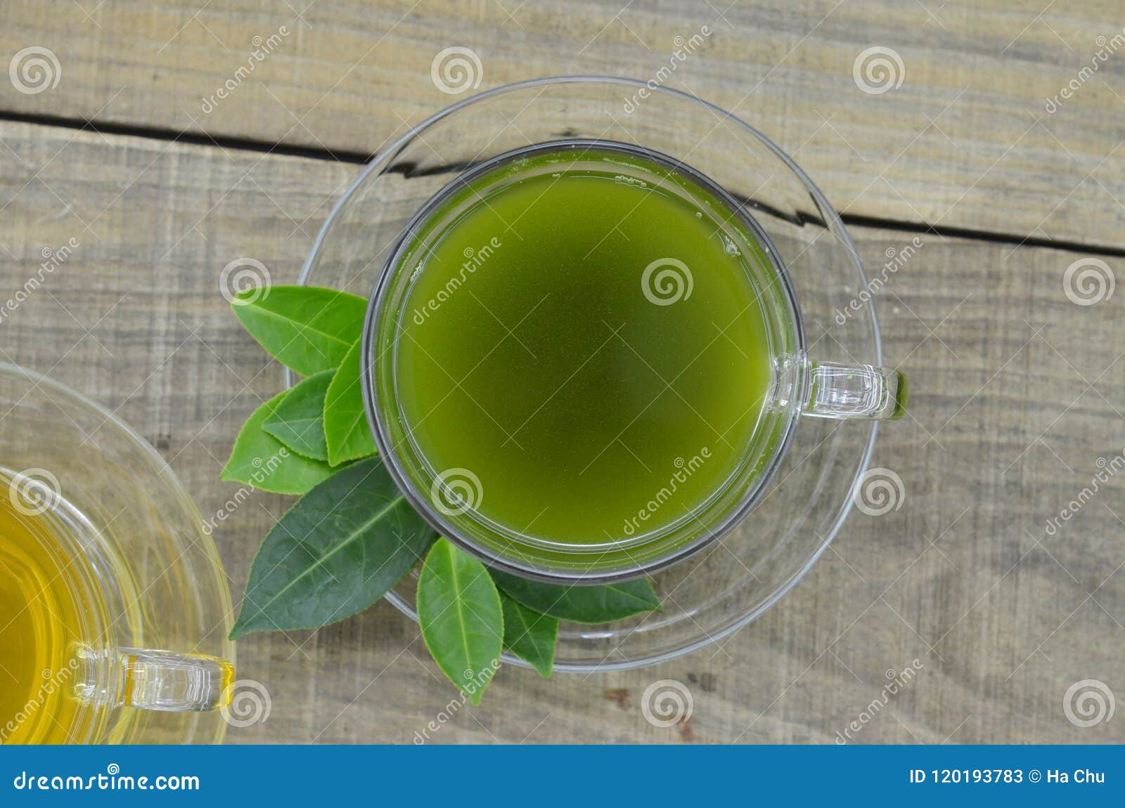Fresh Matcha Tea in Cup on Wooden Table Stock Image - Image of detail ...
