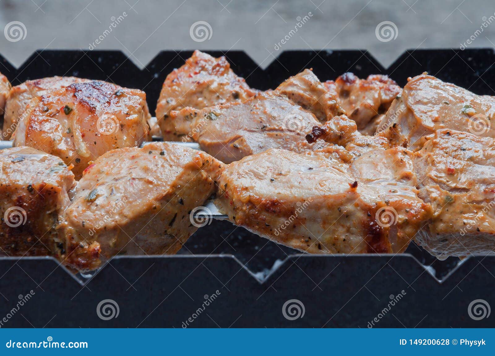 Fresh Meat is Baked on a Barbecue Stock Photo - Image of fresh, pork ...