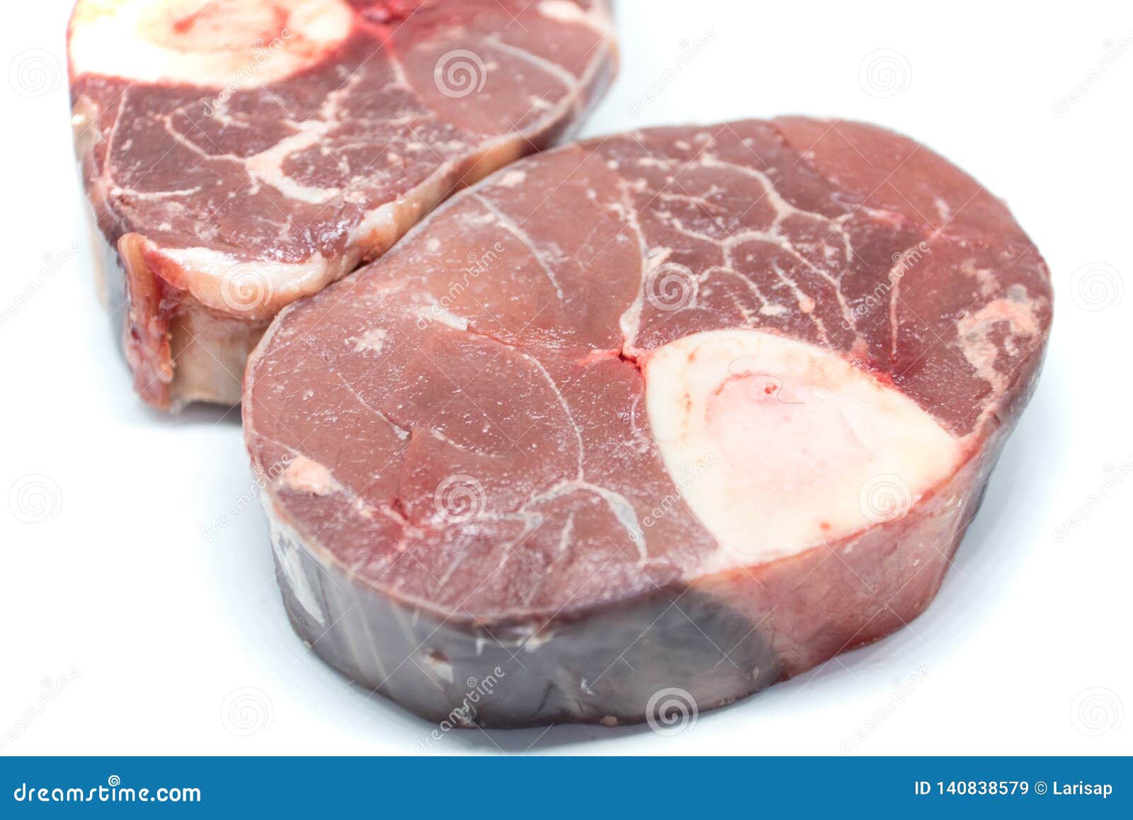 Fresh Meat of a Leg of Beef on a White Background. Stock Image - Image ...