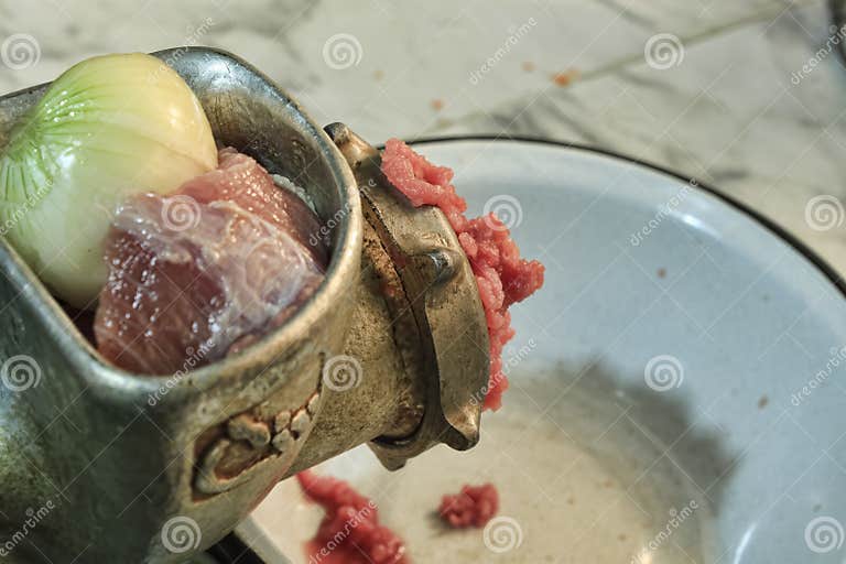 Fresh Meat and Onions are Processed Stock Photo - Image of sweet ...