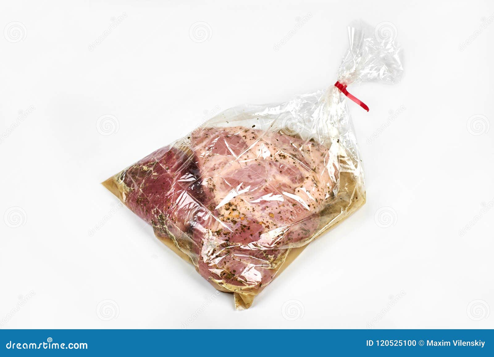 Fresh Meat Packaged in a Sleeve with Spices, for Baking is Ready for ...