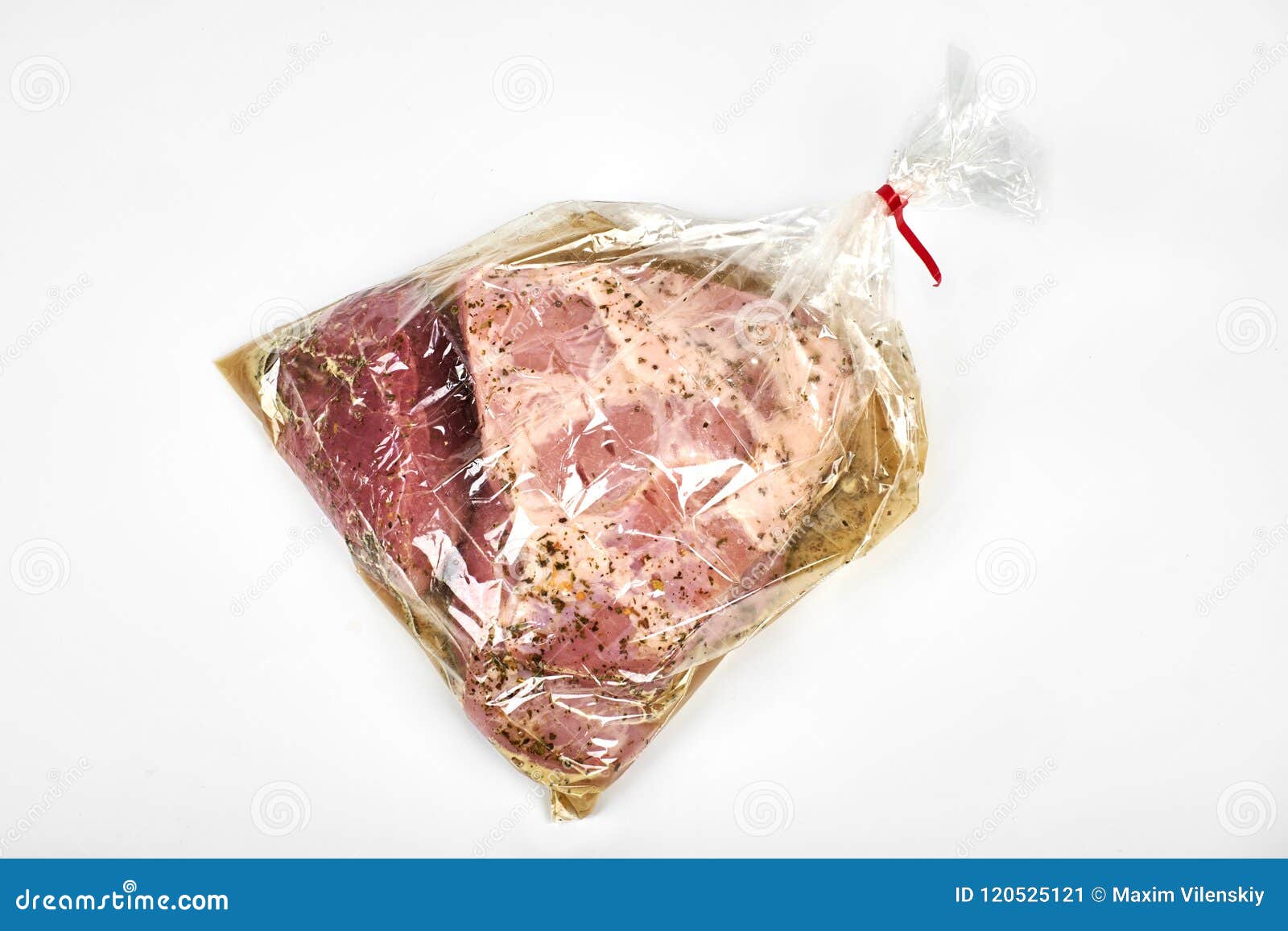 Fresh Meat Packaged in a Sleeve with Spices, for Baking is Ready for ...