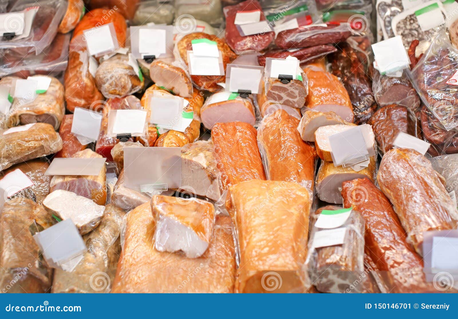 Fresh Meat Products in Butcher Shop Stock Image - Image of display ...