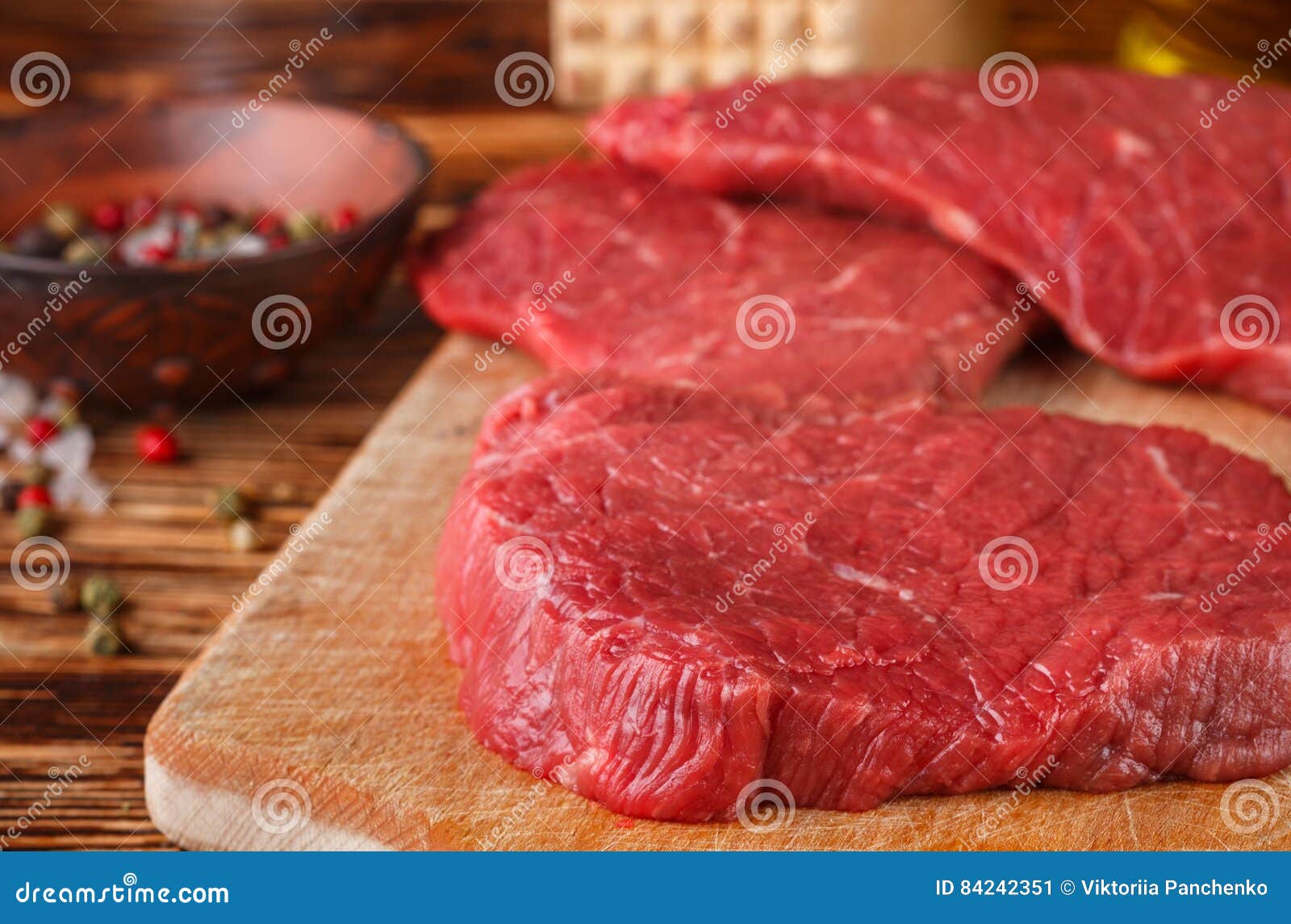 Fresh Meat. Raw Beef Chops on a Cutting Board Stock Image - Image of ...