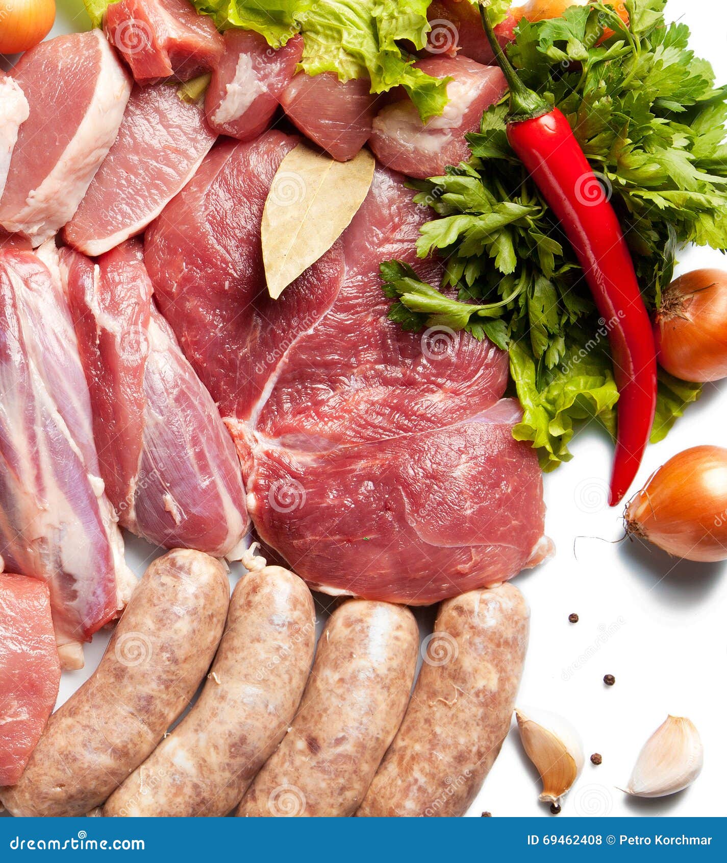 Fresh Meat Ready To Cook with Ingredient - Background Stock Photo ...