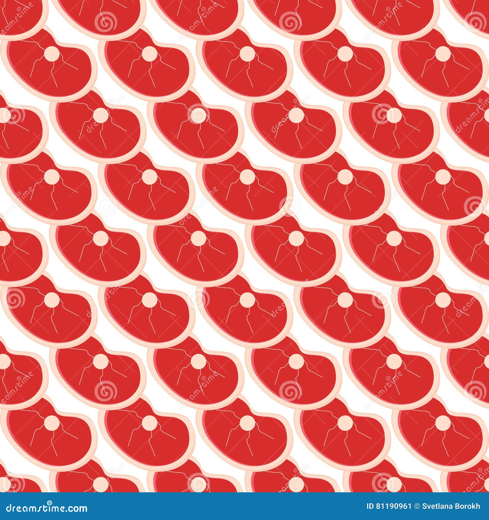 Fresh Meat Seamless Pattern, Flat Style. Vector Illustration Stock ...