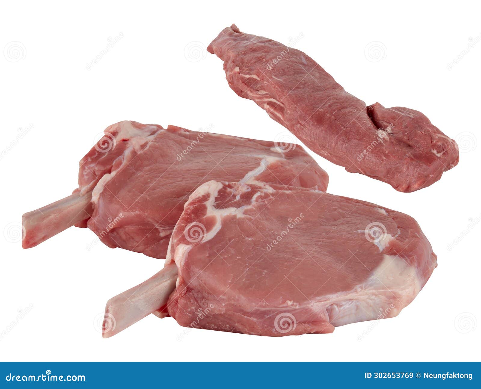 Fresh Meat Set Cut Out Isolated White Background with Clipping Path ...