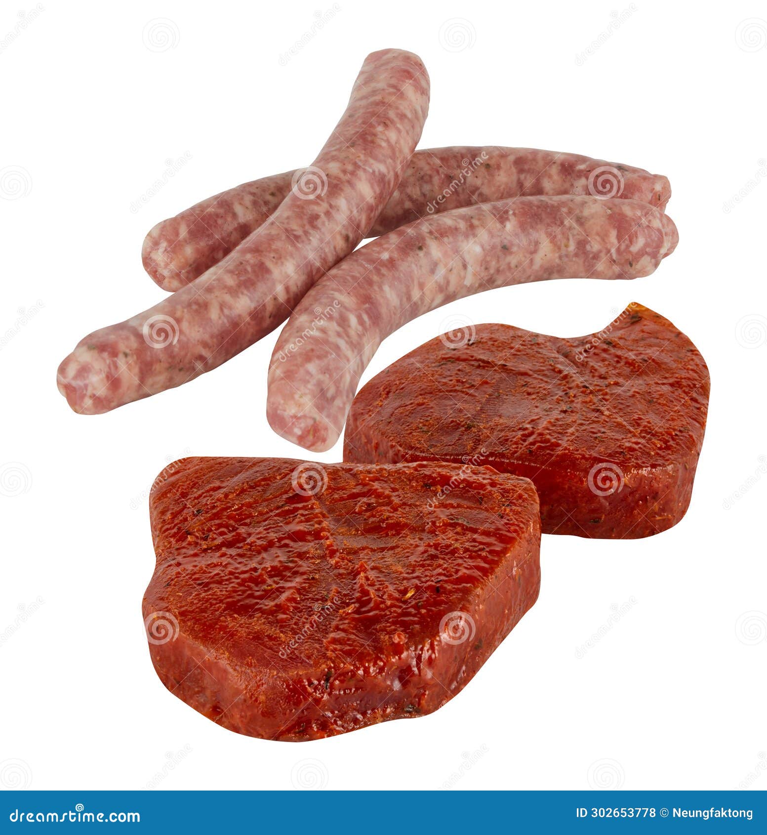 Fresh Meat Set Cut Out Isolated White Background with Clipping Path ...
