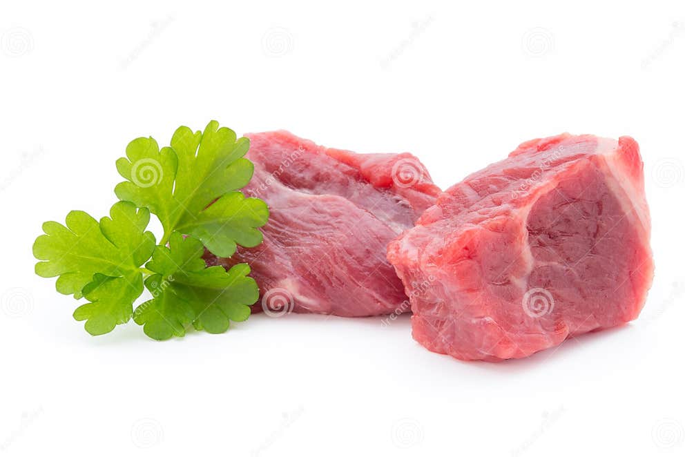 Fresh Meat on Slice on the White Background. Stock Photo - Image of ...